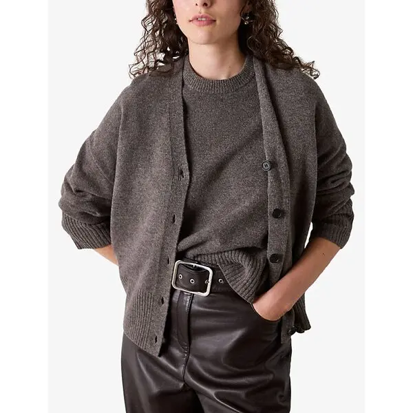 Whistles V-neck Long-sleeve Wool Cardigan