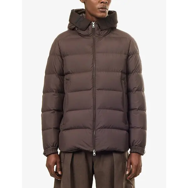 Moncler Orvelle Brande-hood Shell Puffer Jacket - Brown