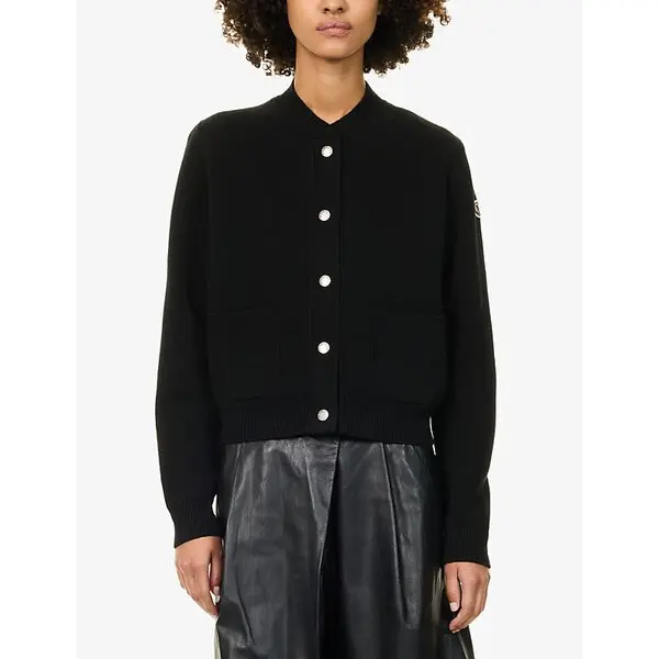 Moncler Contrast Padded Wool And Cashmere-blend Cardigan