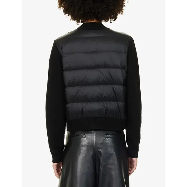 Moncler Contrast Padded Wool And Cashmere-blend Cardigan