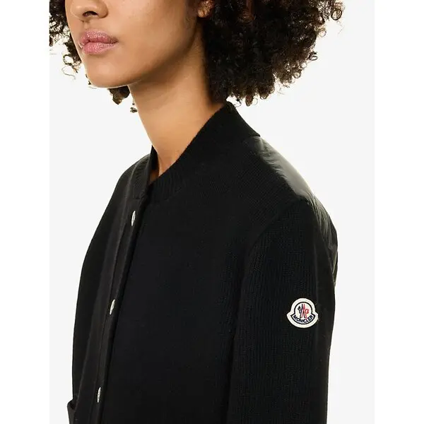 Moncler Contrast Padded Wool And Cashmere-blend Cardigan