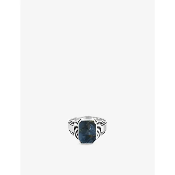 NINETWOFIVE Bariq Sterling- And Pietersite Signet Ring