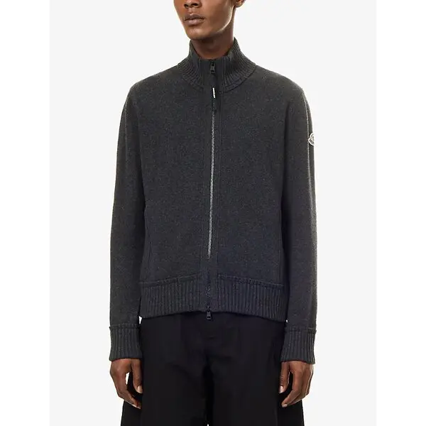Moncler Funnel-neck Knitted Cardigan