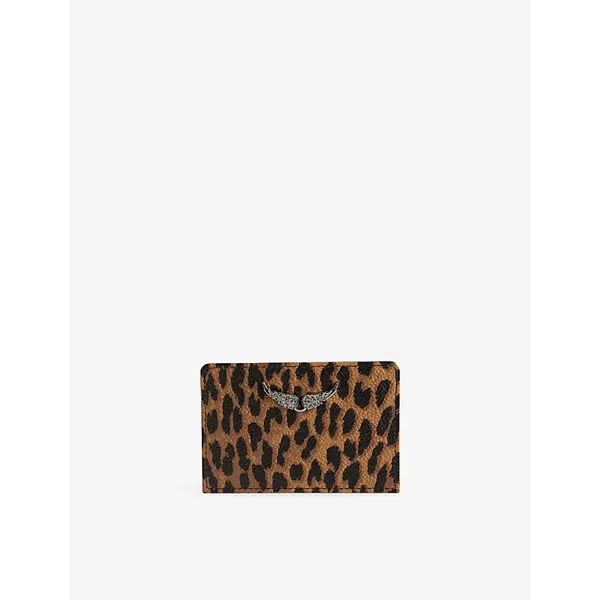Zadig&Voltaire Zv Leopard Leather Pass Holder - Brandy