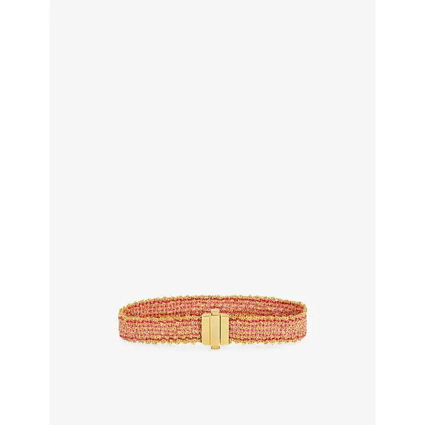 LA MAISON COUTURE Assya London Ibiza Clasp 18ct Gold Vermeil, Silver And Silk Bracelet - Pink
