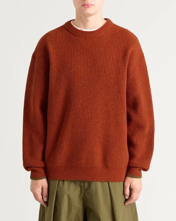 FRIZMWORKS Patch Round Pullover Knit In | Size: | Nylon/acrylic/wool | End Clothing - Brick