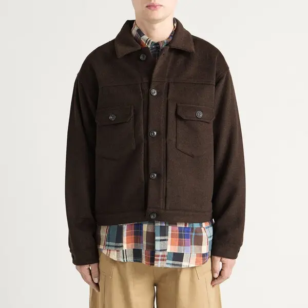 FRIZMWORKS Solid Wool Trucker Jacket