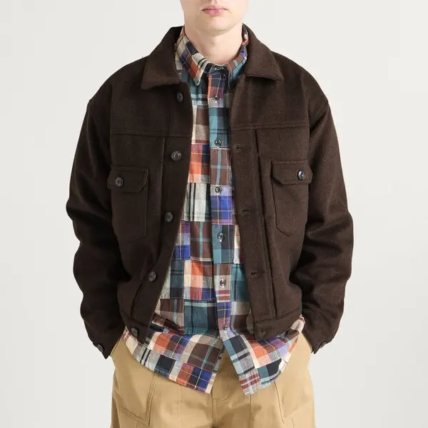 FRIZMWORKS Solid Wool Trucker Jacket