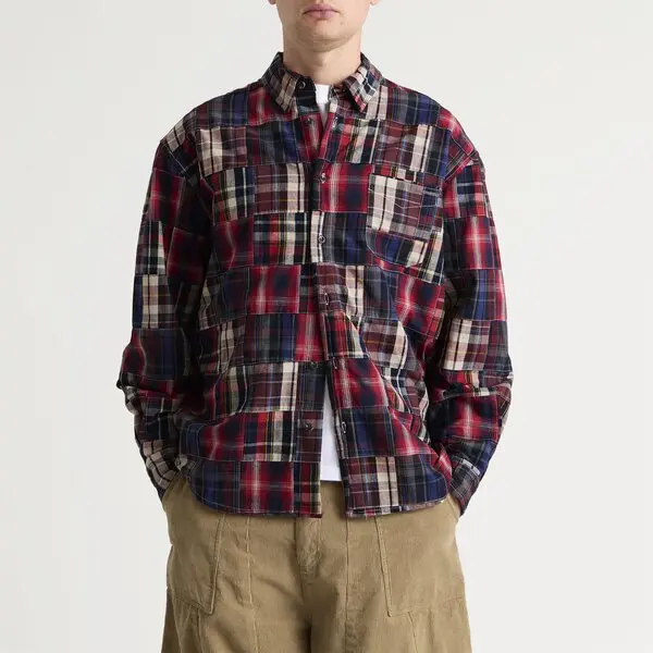 FRIZMWORKS Madras Patchwork Relaxed Shirt