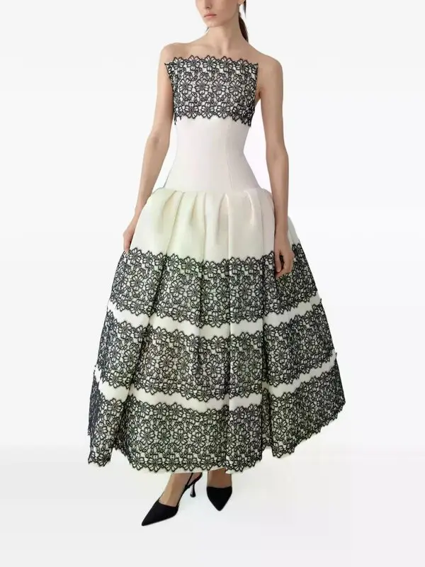Carolina Herrera Lace-trimmed Strapless Gown