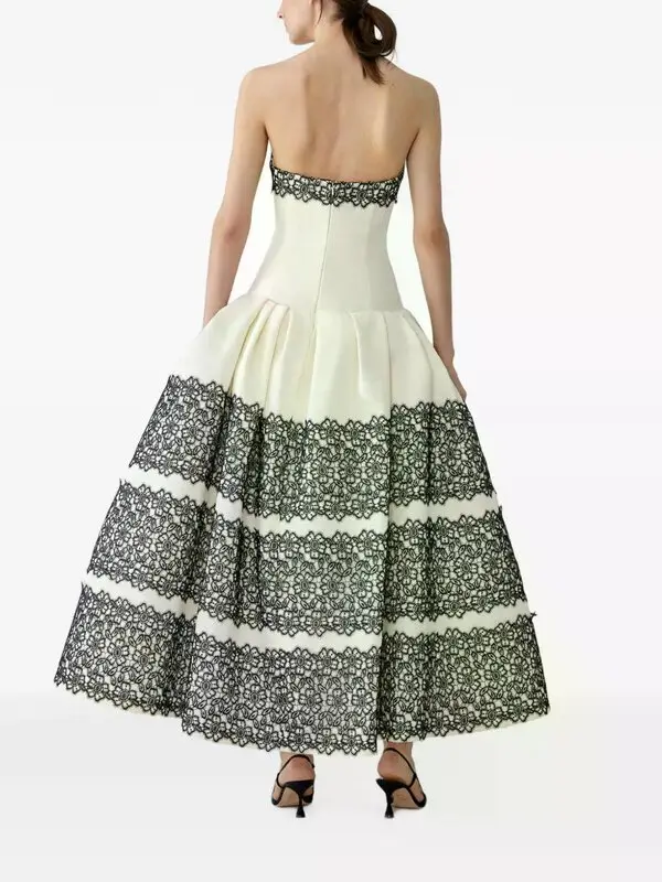 Carolina Herrera Lace-trimmed Strapless Gown