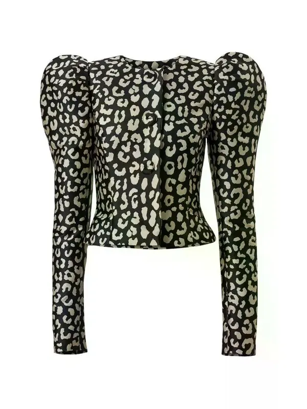 Carolina Herrera Leopard-jacquard Puff-sleeve Jacket