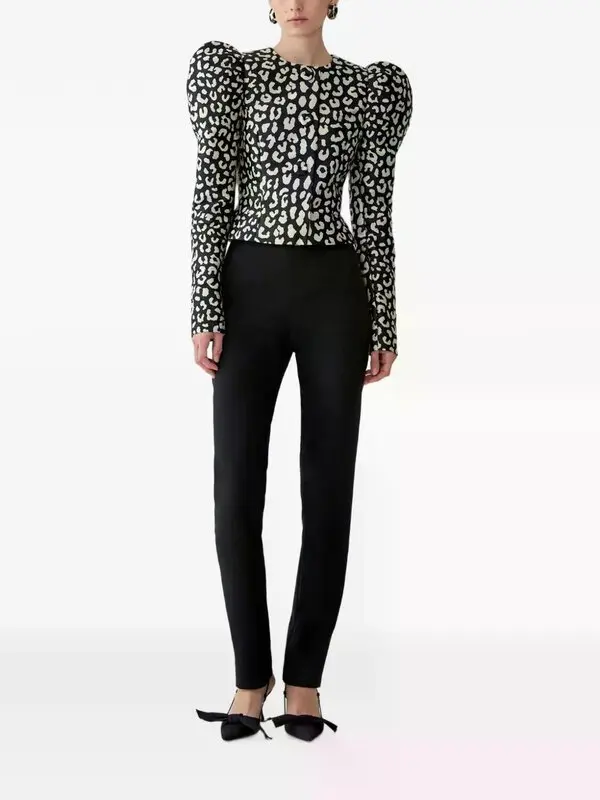Carolina Herrera Leopard-jacquard Puff-sleeve Jacket