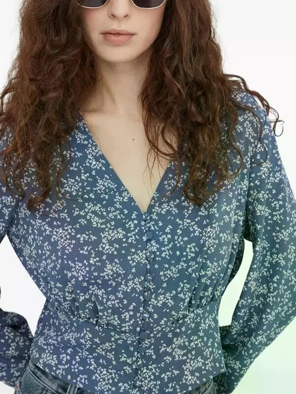 LEVI'S Tamara Floral-print V-neck Blouse - Blue
