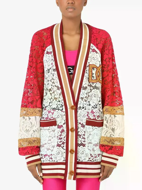 Dolce & Gabbana Dg Logo-appliqué Lace Cardigan