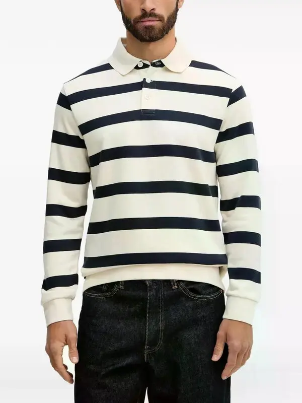 LINDBERGH Striped Long-sleeve Polo Shirt