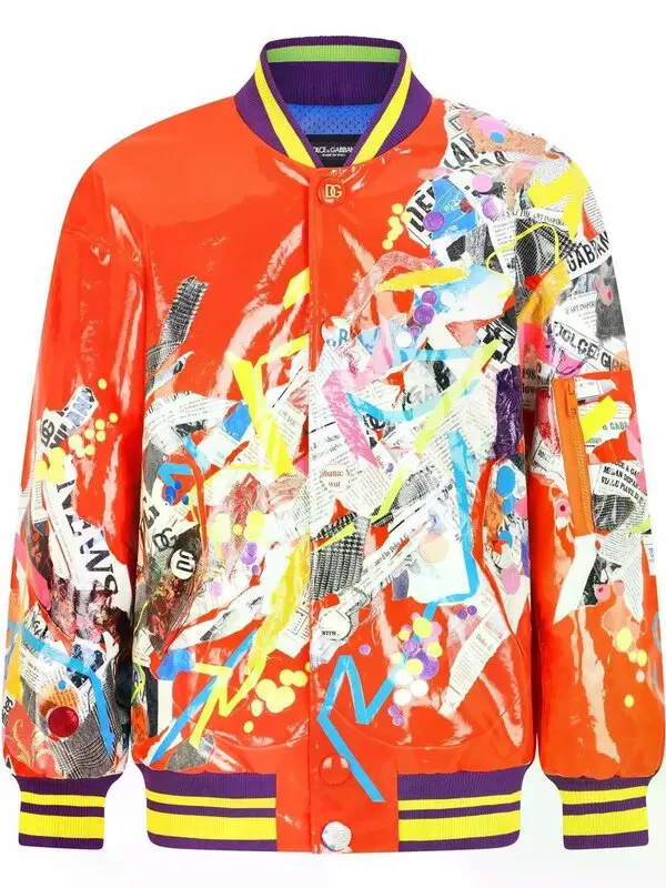 Dolce & Gabbana Newspaper-print Graffiti-style Bomber Jacket