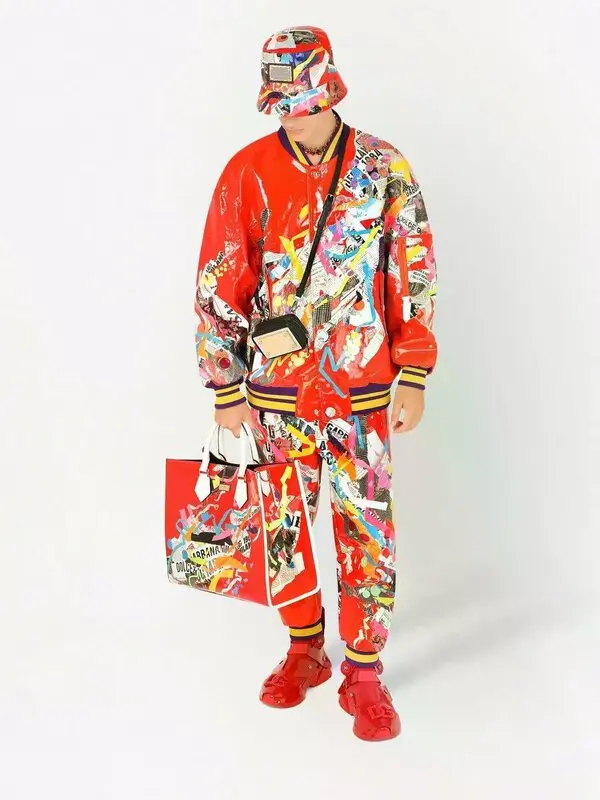 Dolce & Gabbana Newspaper-print Graffiti-style Bomber Jacket