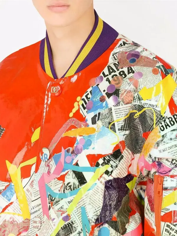 Dolce & Gabbana Newspaper-print Graffiti-style Bomber Jacket