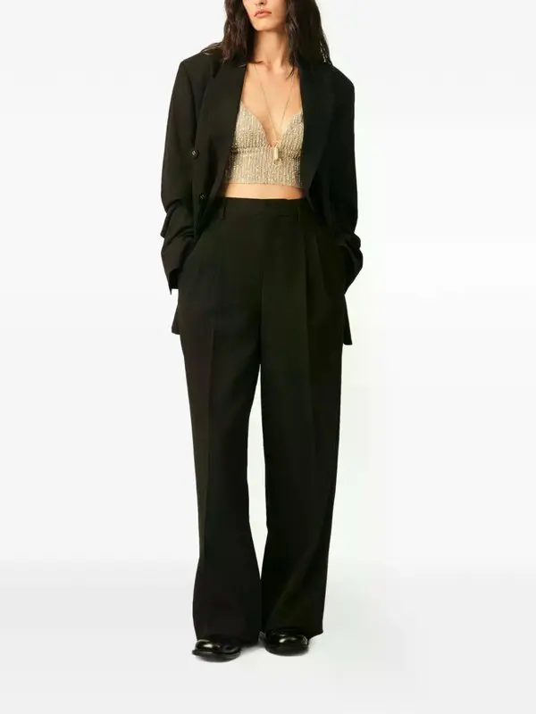 AMI Paris Cropped Top With Sequin Embroidery