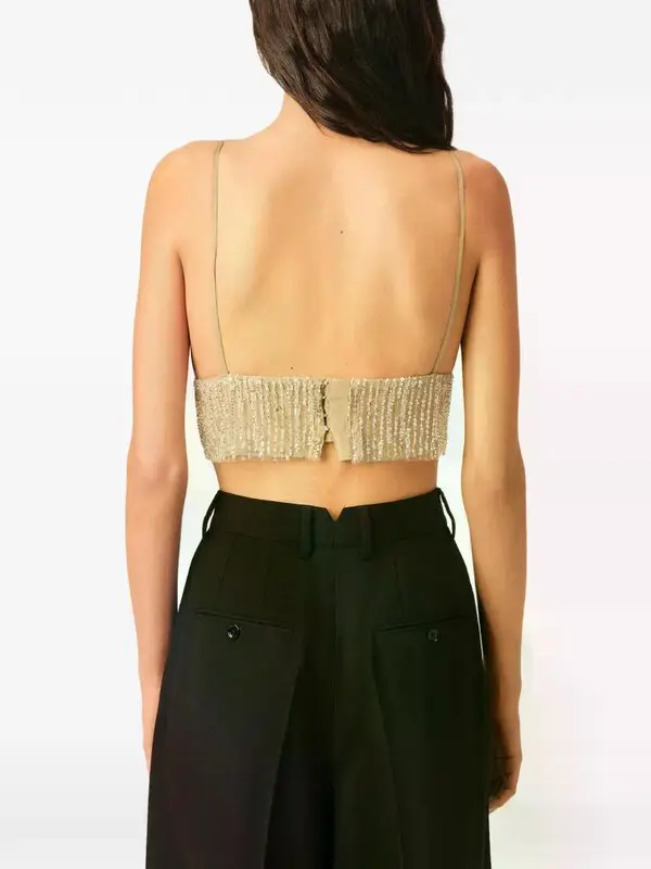 AMI Paris Cropped Top With Sequin Embroidery