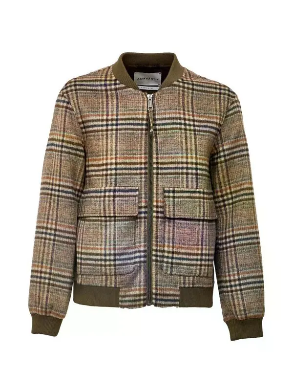 AMARANTO Prince Of Wales Check Bomber Jacket