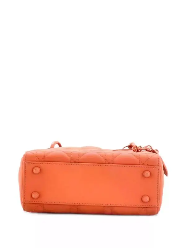 Dior Ultra Matte Lady Chain Bag Cannage Quilt Calfskin Mini Shoulder Bag - Orange