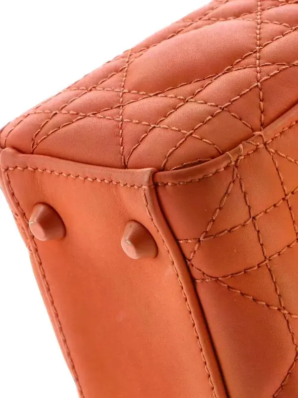 Dior Ultra Matte Lady Chain Bag Cannage Quilt Calfskin Mini Shoulder Bag - Orange