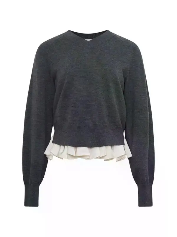 3.1 Phillip Lim Ruffled-trim V-neck Sweater