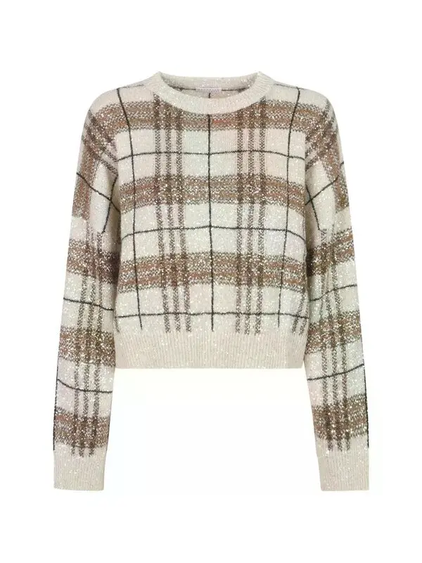Brunello Cucinelli Sequin-embellished Checked Sweater