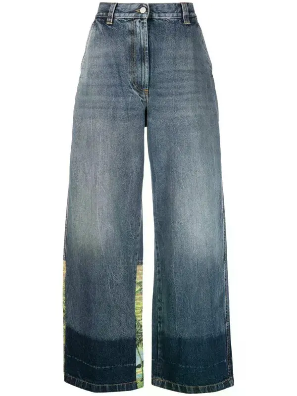 Palm Angels Sunrise Panelled Wide-leg Jeans