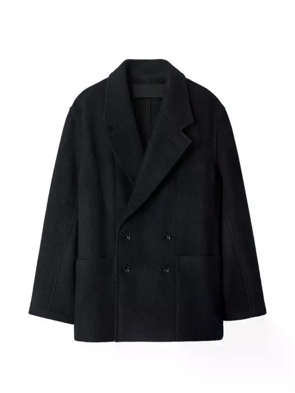 LEMAIRE Short Double-breasted Coat In Felted Wool And Alpaca Blend