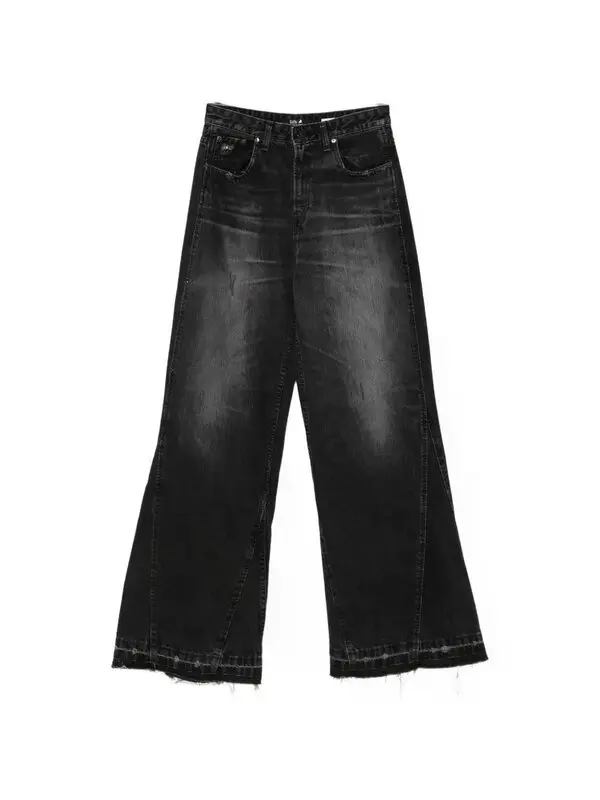 LOIS Skater Flare Distressed Flared Jeans - Black