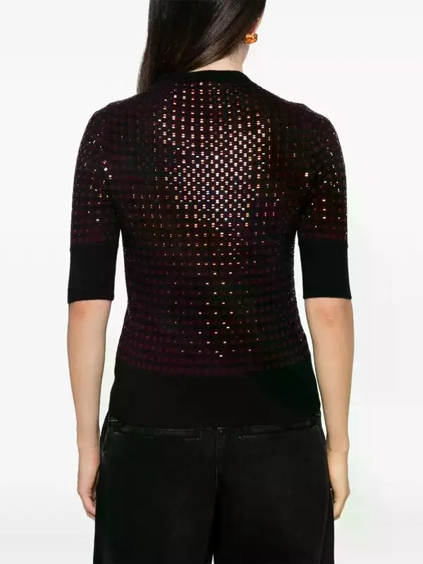 Ermanno Scervino Check-pattern Sequin-embellished Sweater - Purple