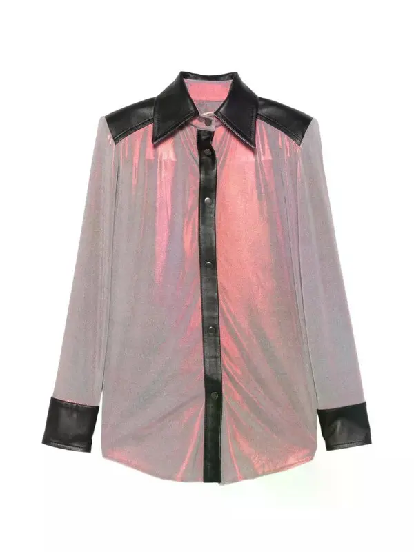 MITILIANE COUTURE Holographic Leather-trimmed Shirt - Red
