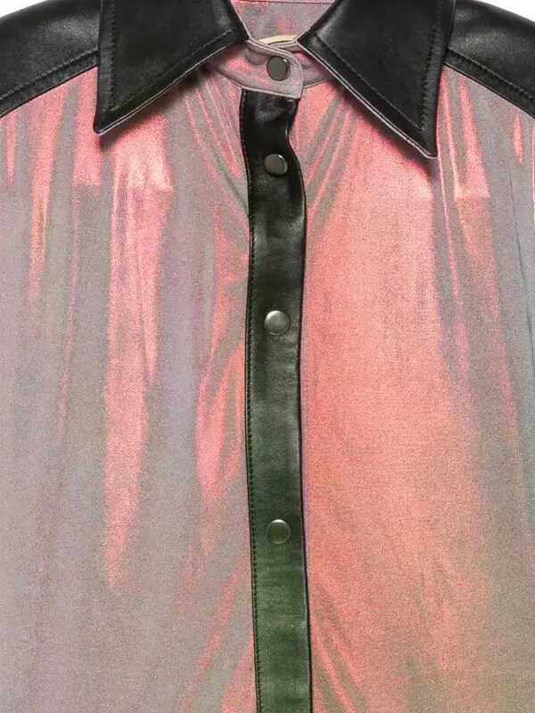 MITILIANE COUTURE Holographic Leather-trimmed Shirt