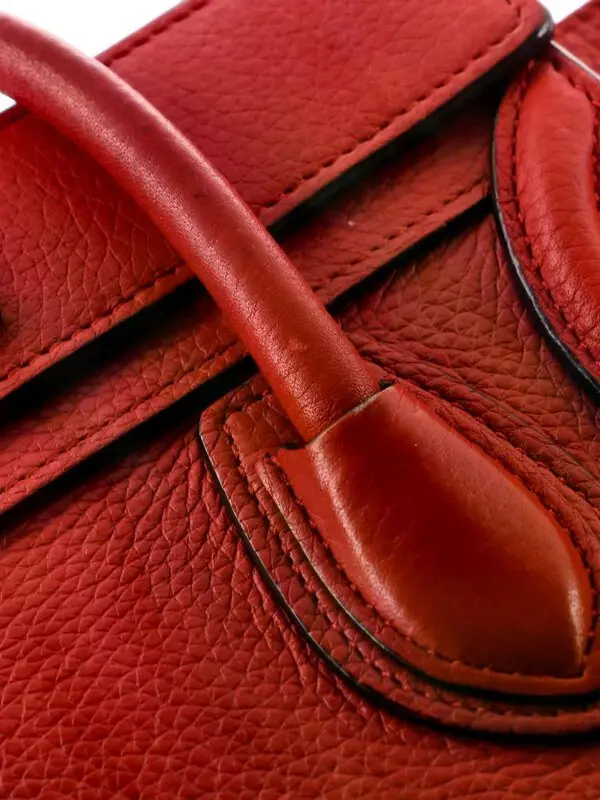 Celine Luggage Bag Grainy Leather Nano Crossbody Bag - Red