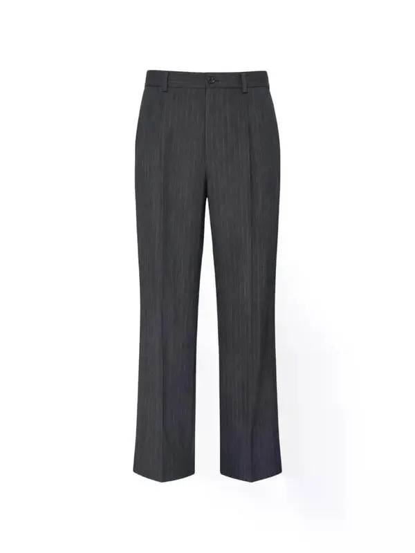 Comme Des Garçons Pinstripe-pattern Pleated Trousers - Brown