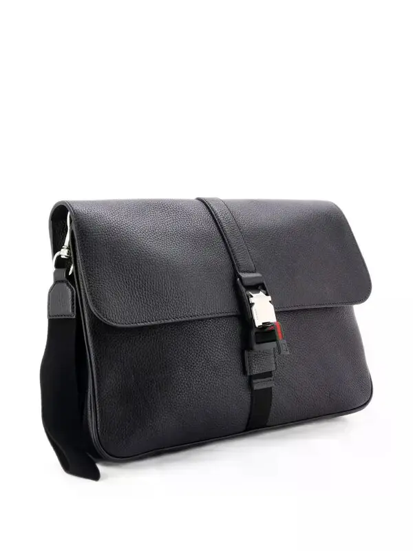 Gucci Web Buckle Wristlet Briefcase Leather Business Bag
