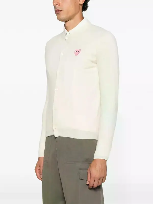 Play Comme Des Garcon Heart-patch Cardigan - Neutrals