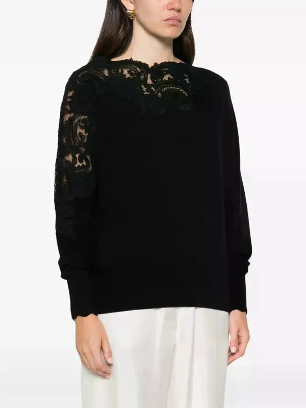 Ermanno Scervino Lace-panelled Cashmere Sweater