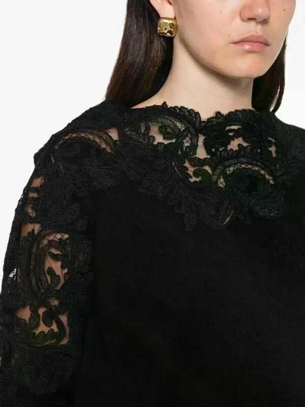 Ermanno Scervino Lace-panelled Cashmere Sweater