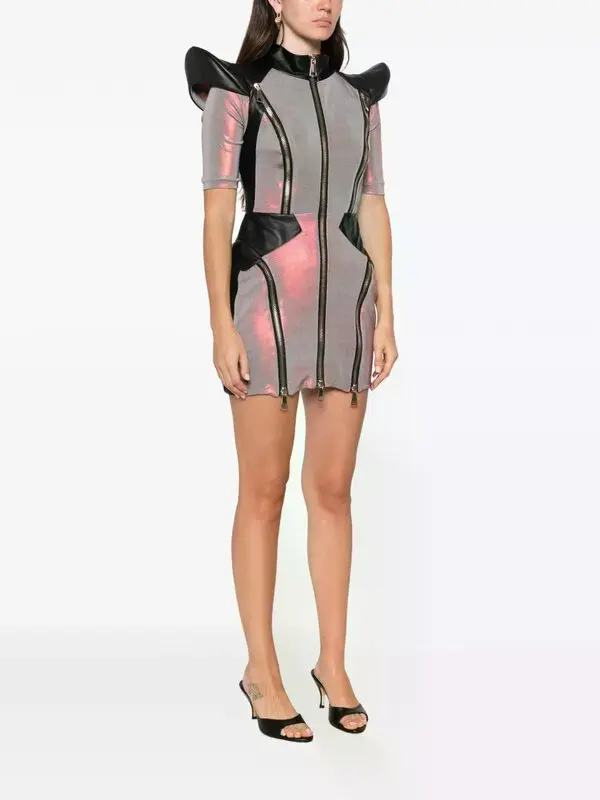 MITILIANE COUTURE Holographic-effect Zip-detail Mini Dress