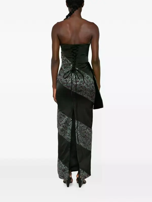 MITILIANE COUTURE One-shoulder Lace-panelled Maxi Dress