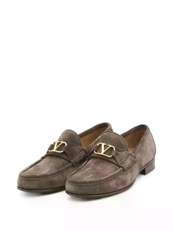 Valentino Garavani Vlogo Signature Suede Loafers - Grey
