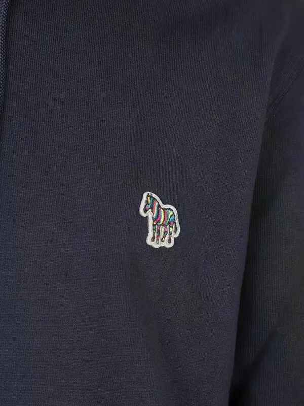 Paul Smith Dark Navy Cotton Zip-front Zebra-logo Hoodie