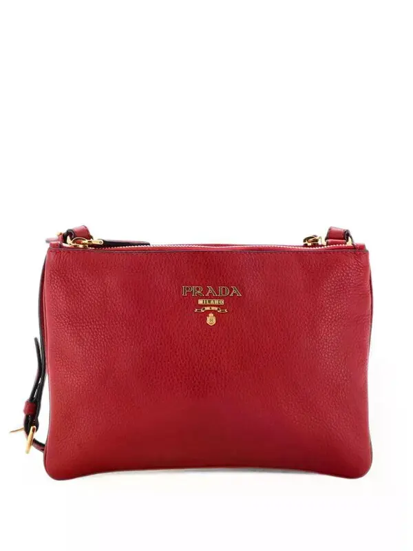 Prada Double Zip Vitello Daino Small Crossbody Bag
