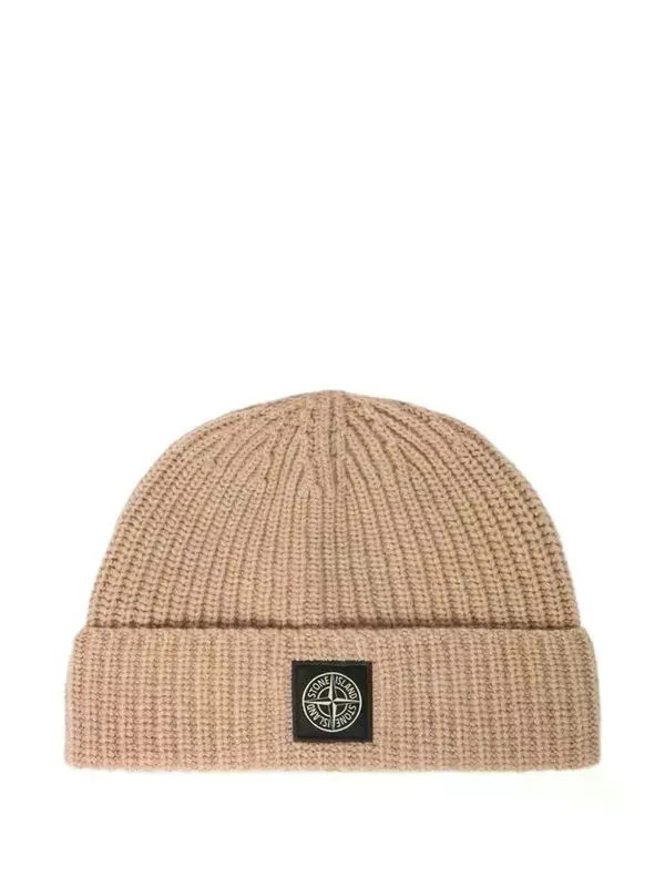 Stone Island N100012 Light Rws Geelong Wool Ribbed-knit Beanie With Compass Logo Patch