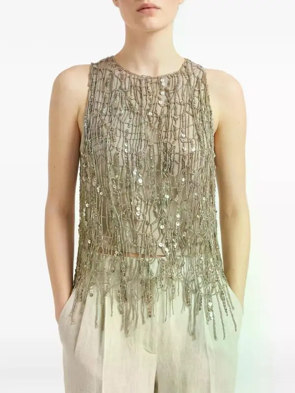 Brunello Cucinelli Sequin-embellished Beaded Top