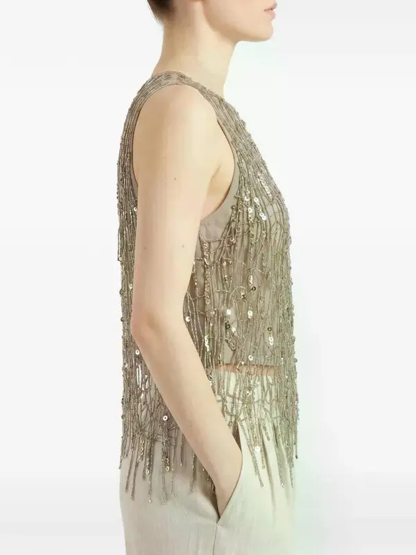 Brunello Cucinelli Sequin-embellished Beaded Top